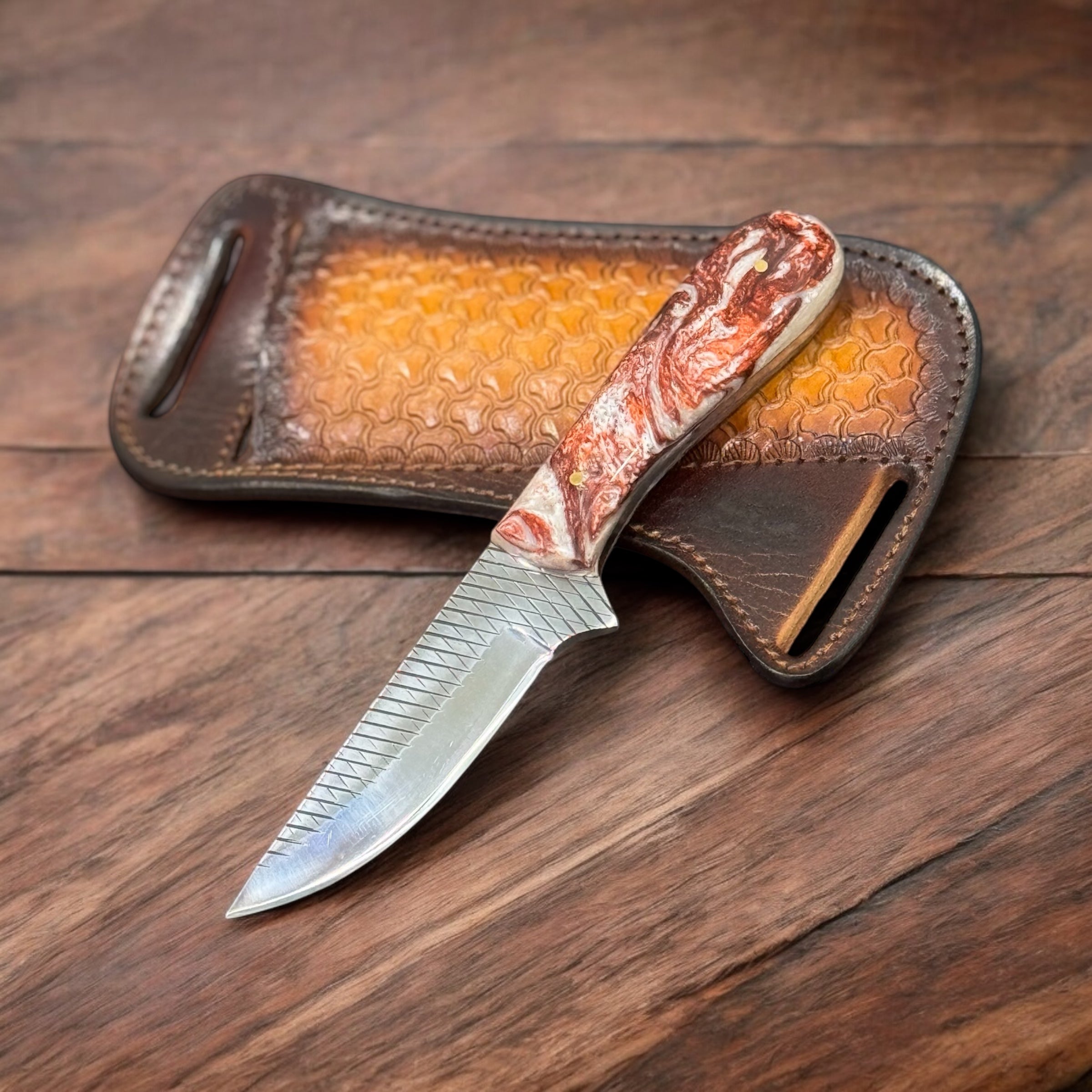 Handcrafted Country Knife with Leather Sheath – Durable Rasp Tool Blad ...