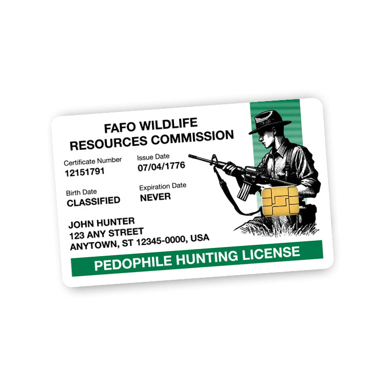 Pedophile Hunting License Credit Card Skin Decal – Self Rescue Tactical