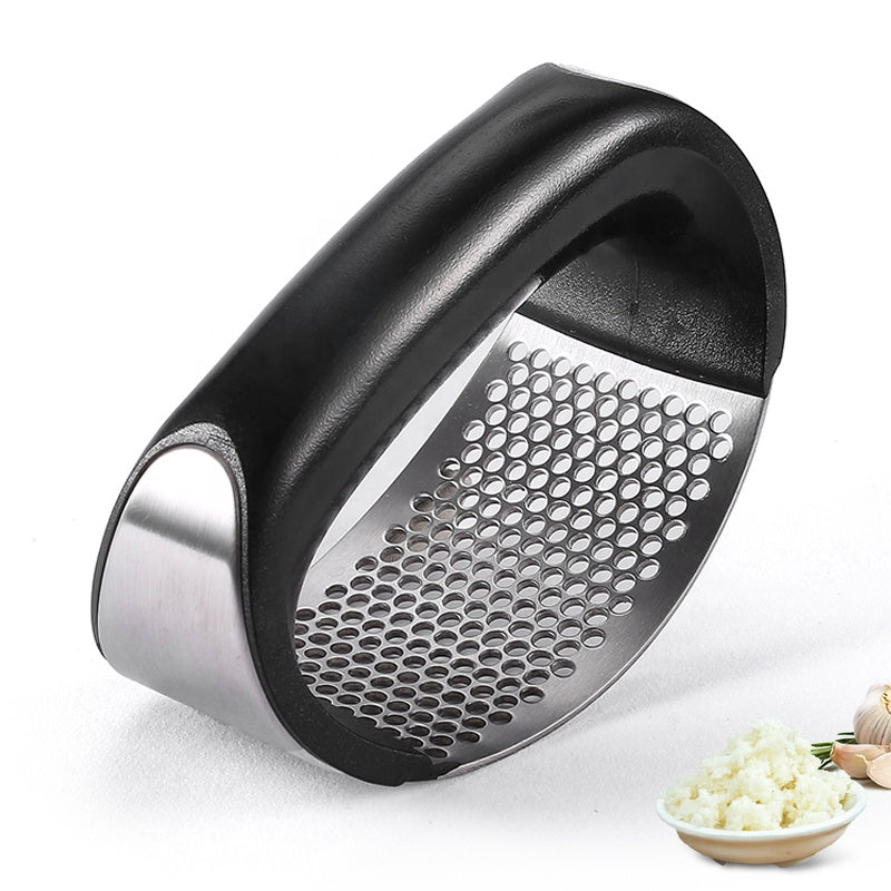 Garlic Press, Stainless Steel, Manual Grinding Curved Ginger Crusher ...