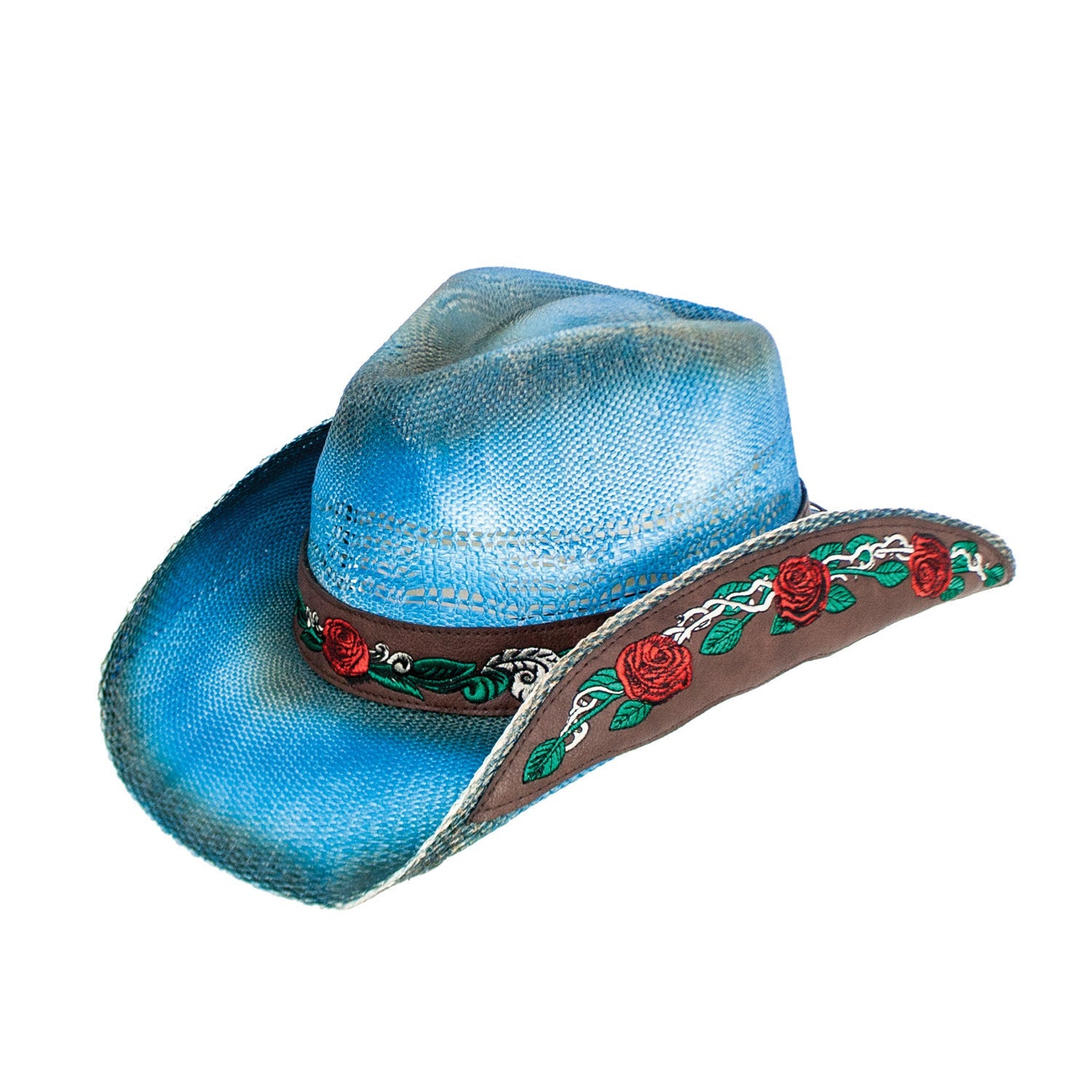 Tonantzin Toyo Straw Rose Flower Western Drifter Cowboy Hat – Self ...
