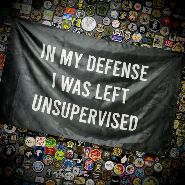 In My Defense I Was Left Unsupervised - 3'x5' - Wall Banner – Self ...
