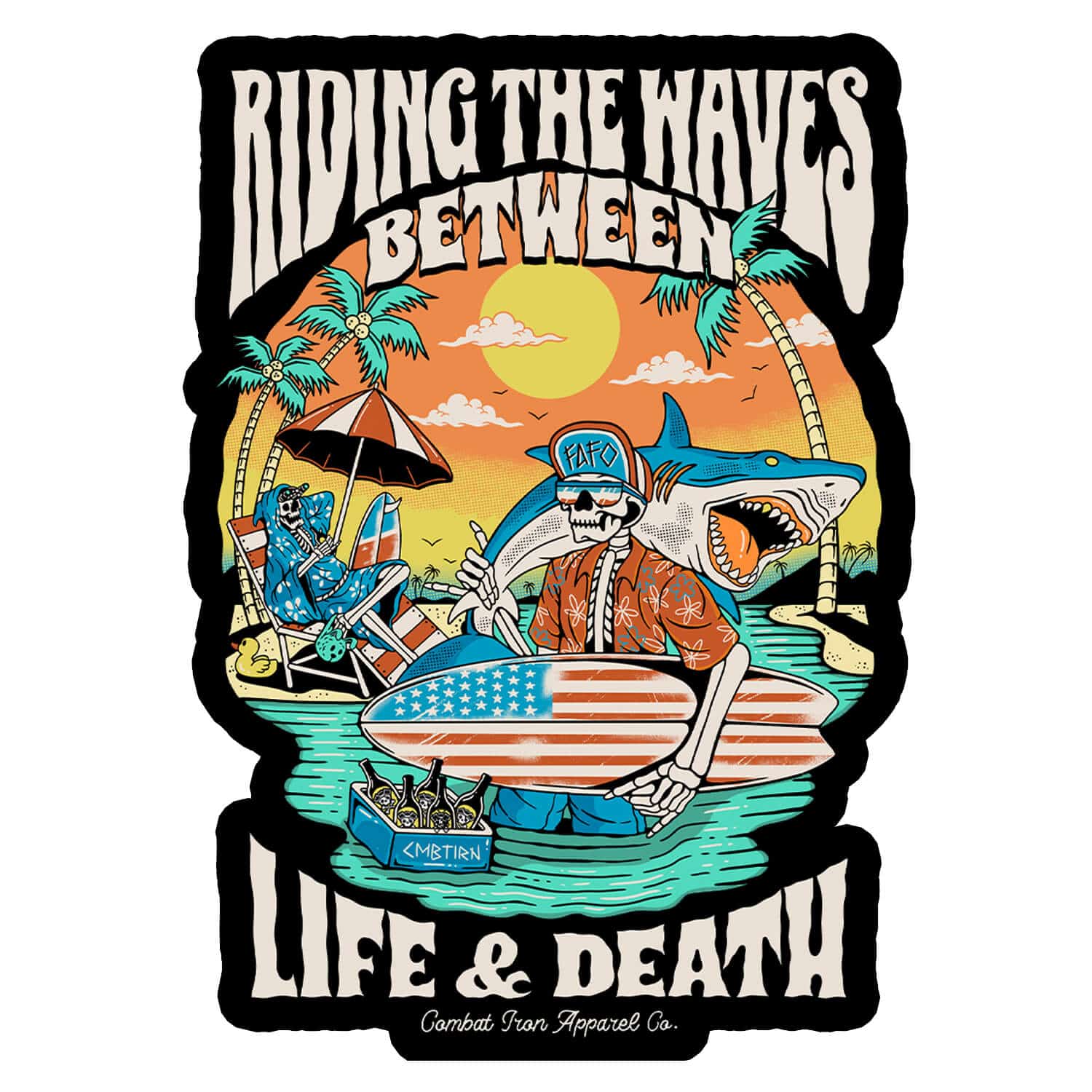 RIDING THE WAVES BETWEEN LIFE AND DEATH SURFER DECAL – Self Rescue Tactical
