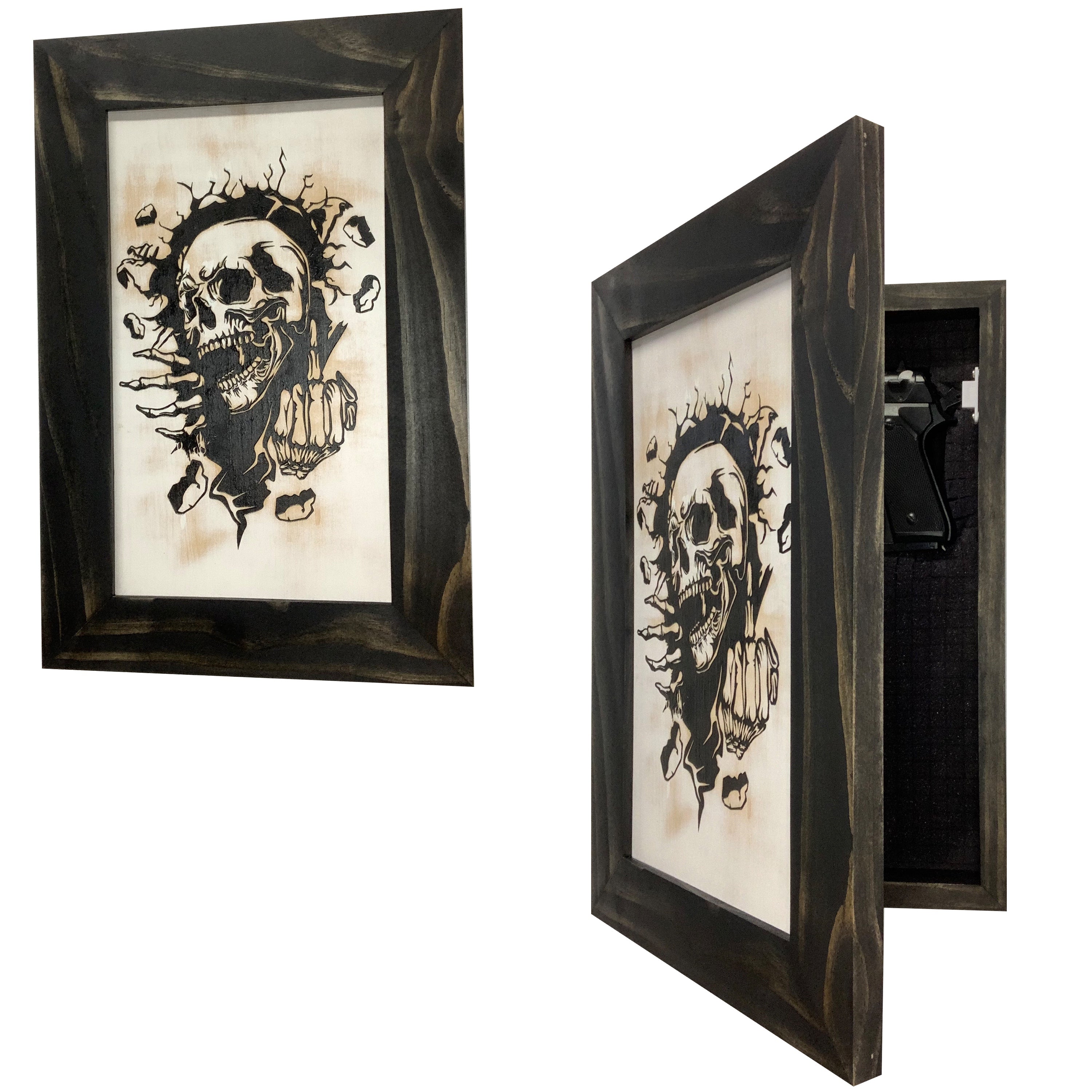 Gothic Skull Giving Middle Finger Decorative Gun Cabinet To Securely S ...